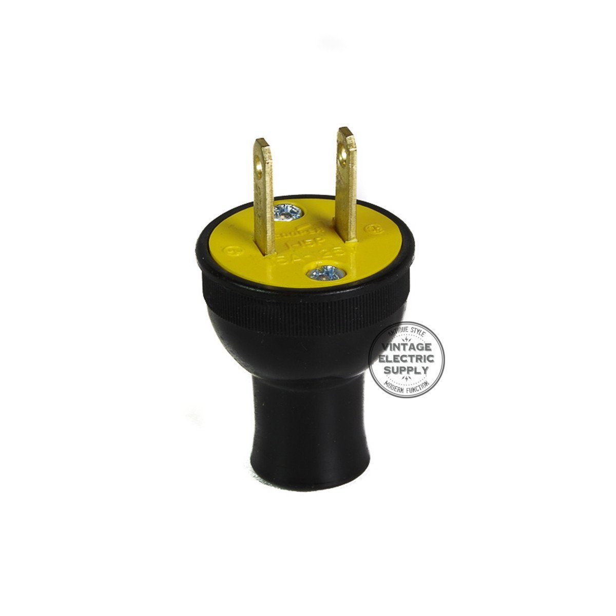 Black Round Thermoplastic Plug - Vintage Electric Supply